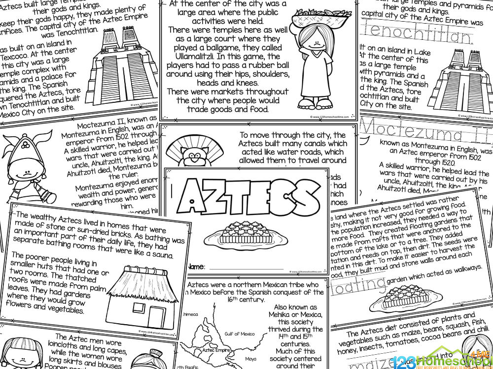 FREE Aztecs for Kids Printable Pages to Read, Color, & Learn