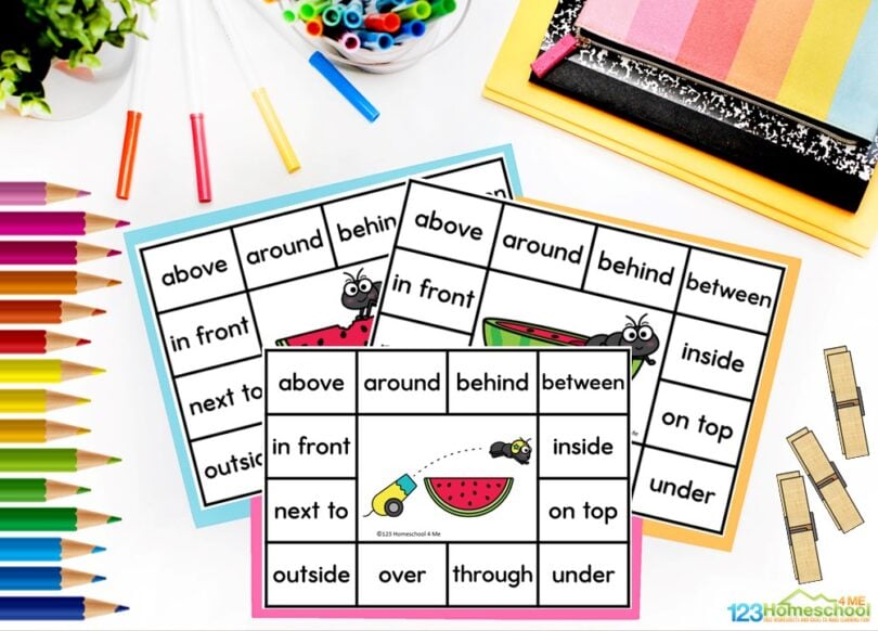FREE Printable Clip Cards Prepositions Activity for Kids