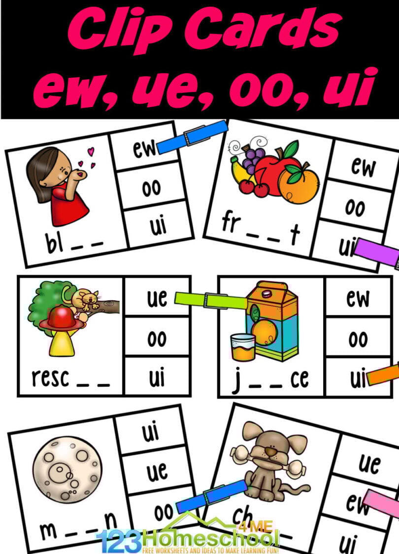 FREE Printable Long u Sound Vowel Words Printable Activity