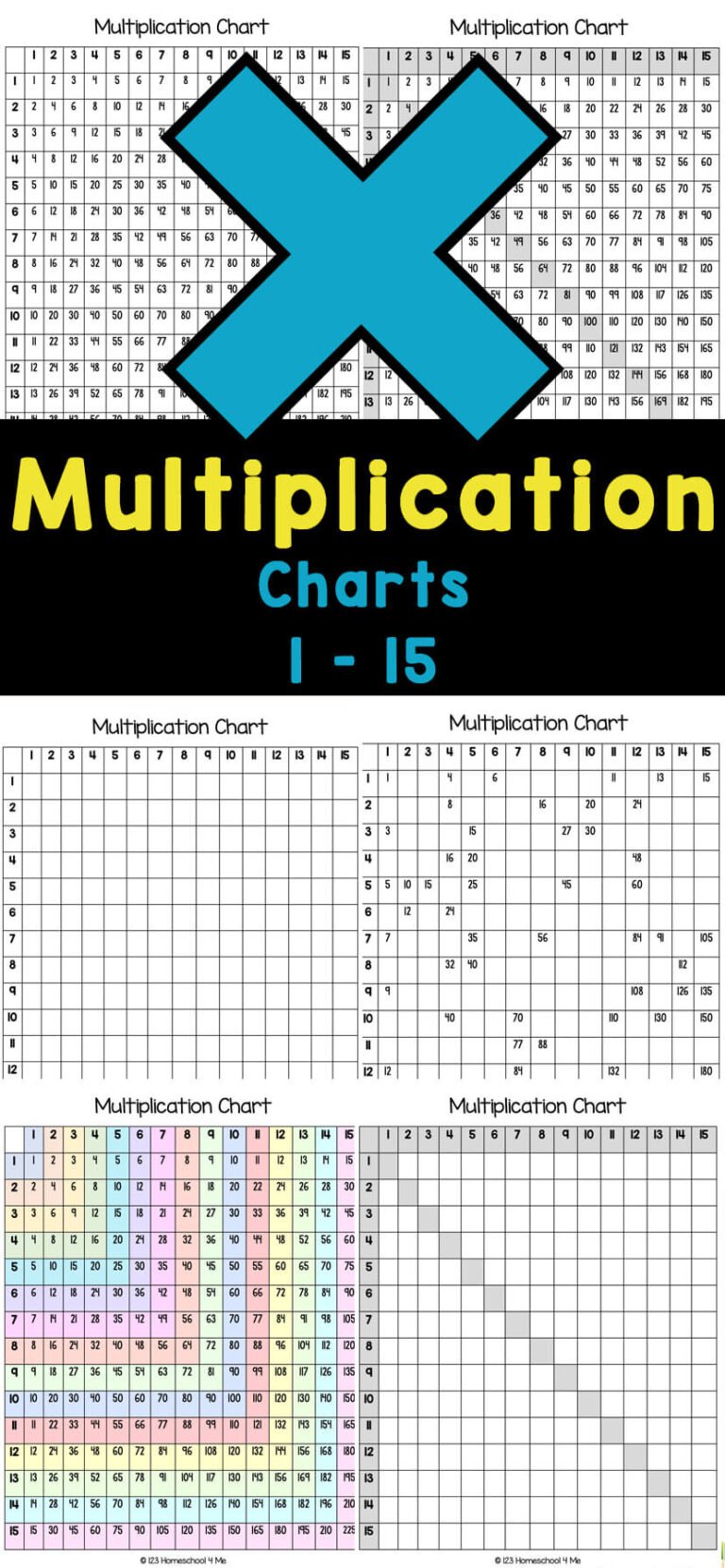 15 Multiplication Table Free Printable 15x15 Chart