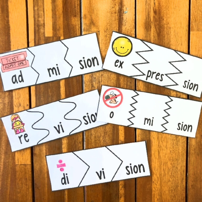FREE Printable "sion" Sound Words Puzzles