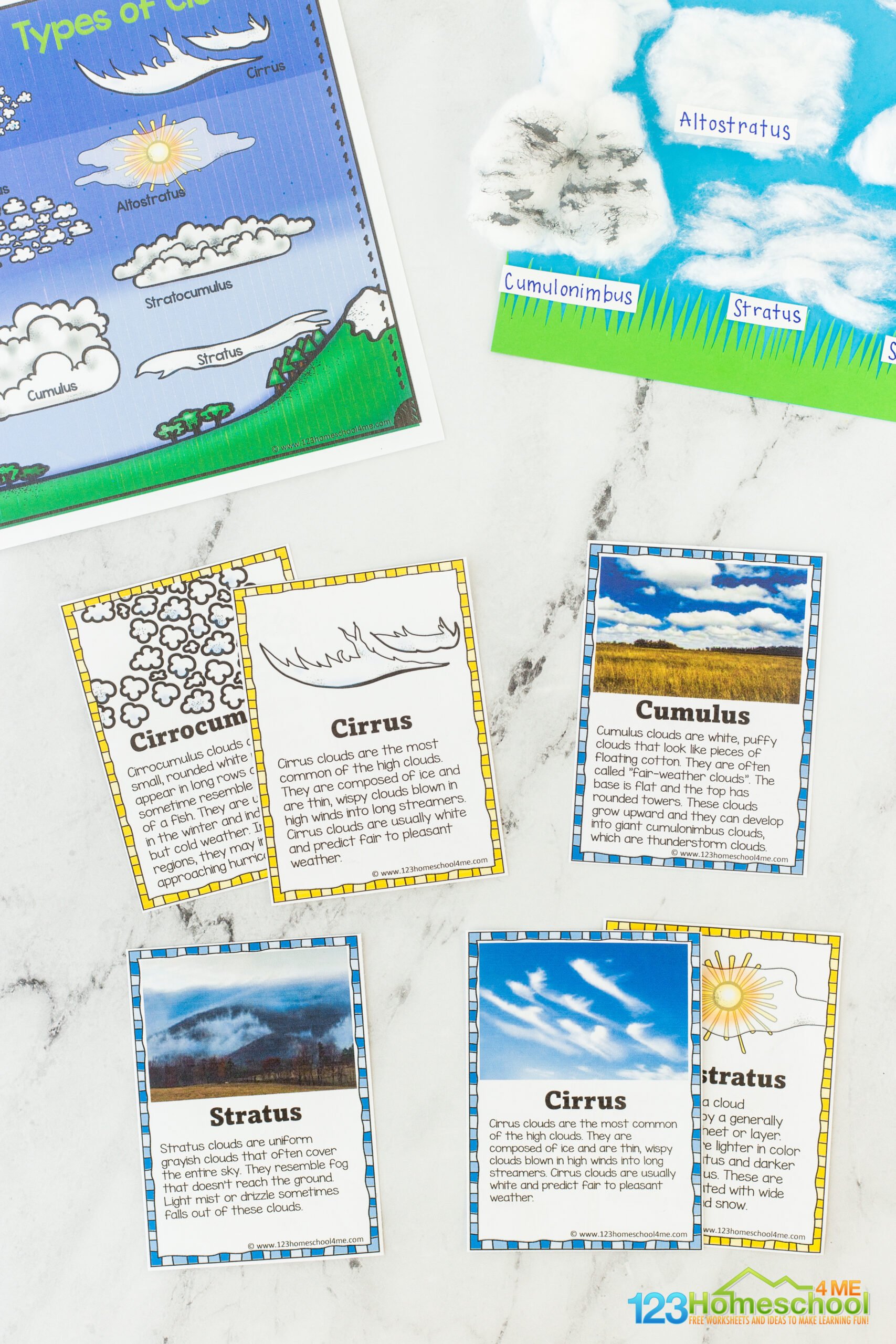 ⛅ Type of Cloud Activities for Kids with FREE Printable Worksheets
