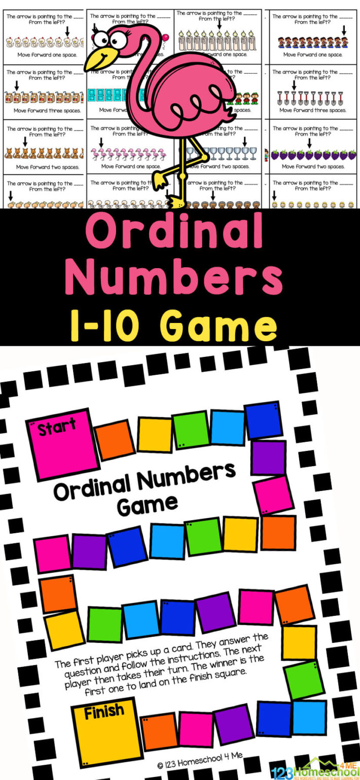 FREE Printable Ordinal Numbers Kindergarten Math Games 1-10
