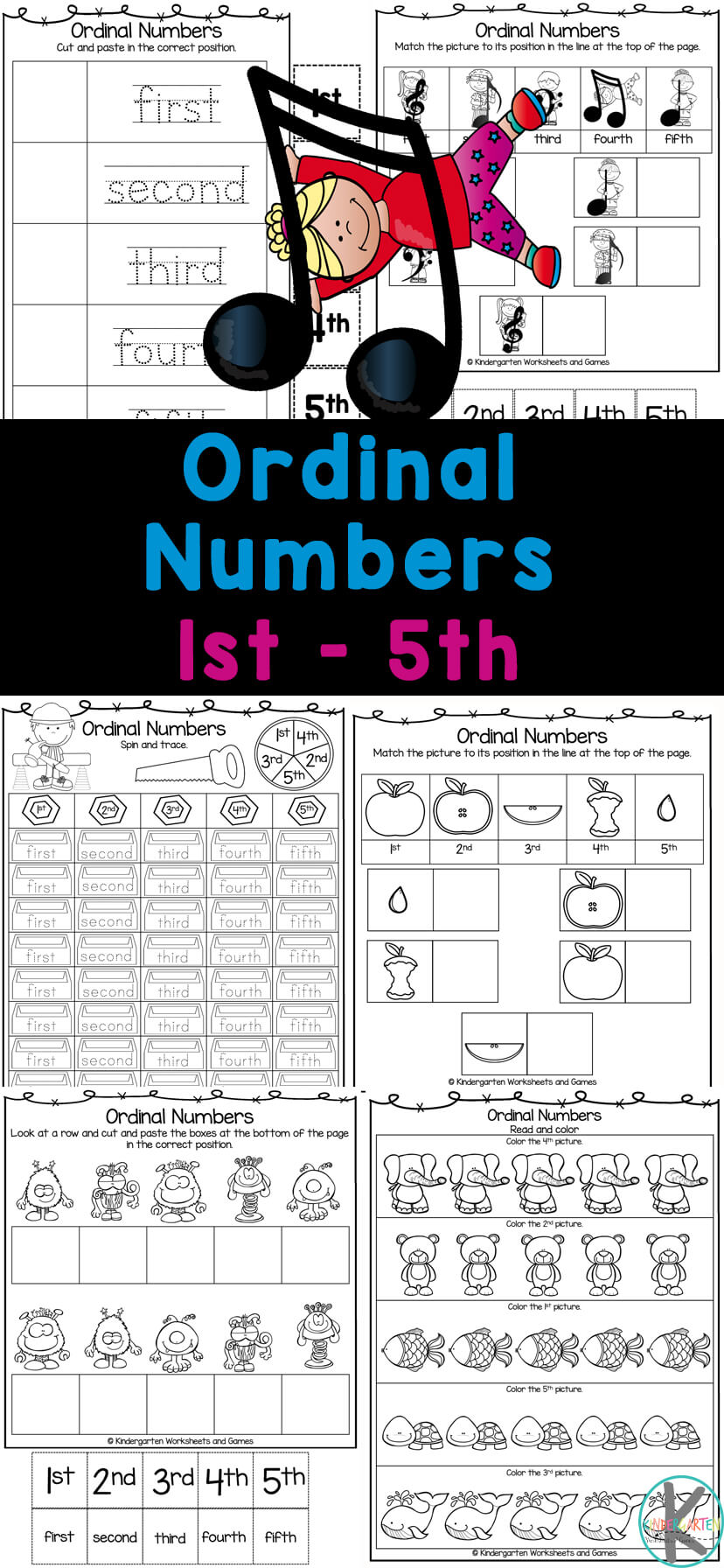 FREE Printable Ordinal Numbers Kindergarten Math Games 1-10