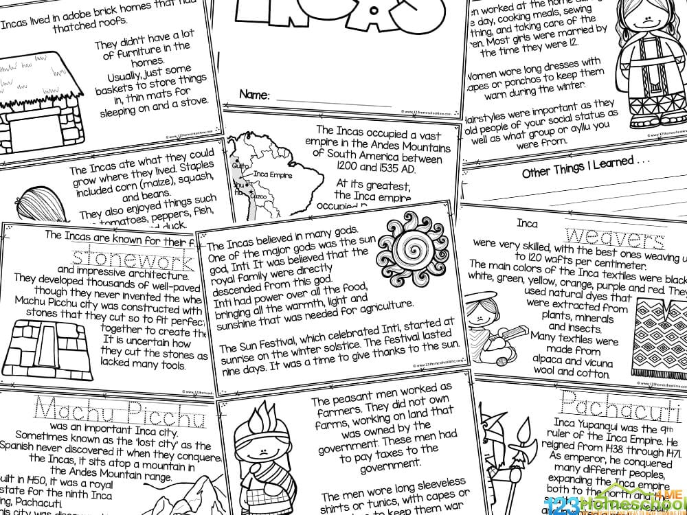 Free Printable Ancient Incan Empire Reader for Kids