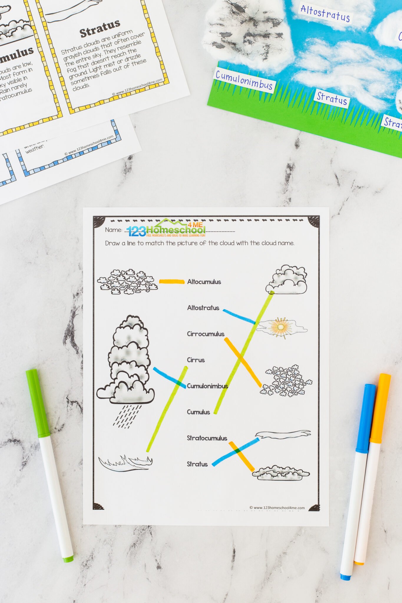 ⛅ Type of Cloud Activities for Kids with FREE Printable Worksheets