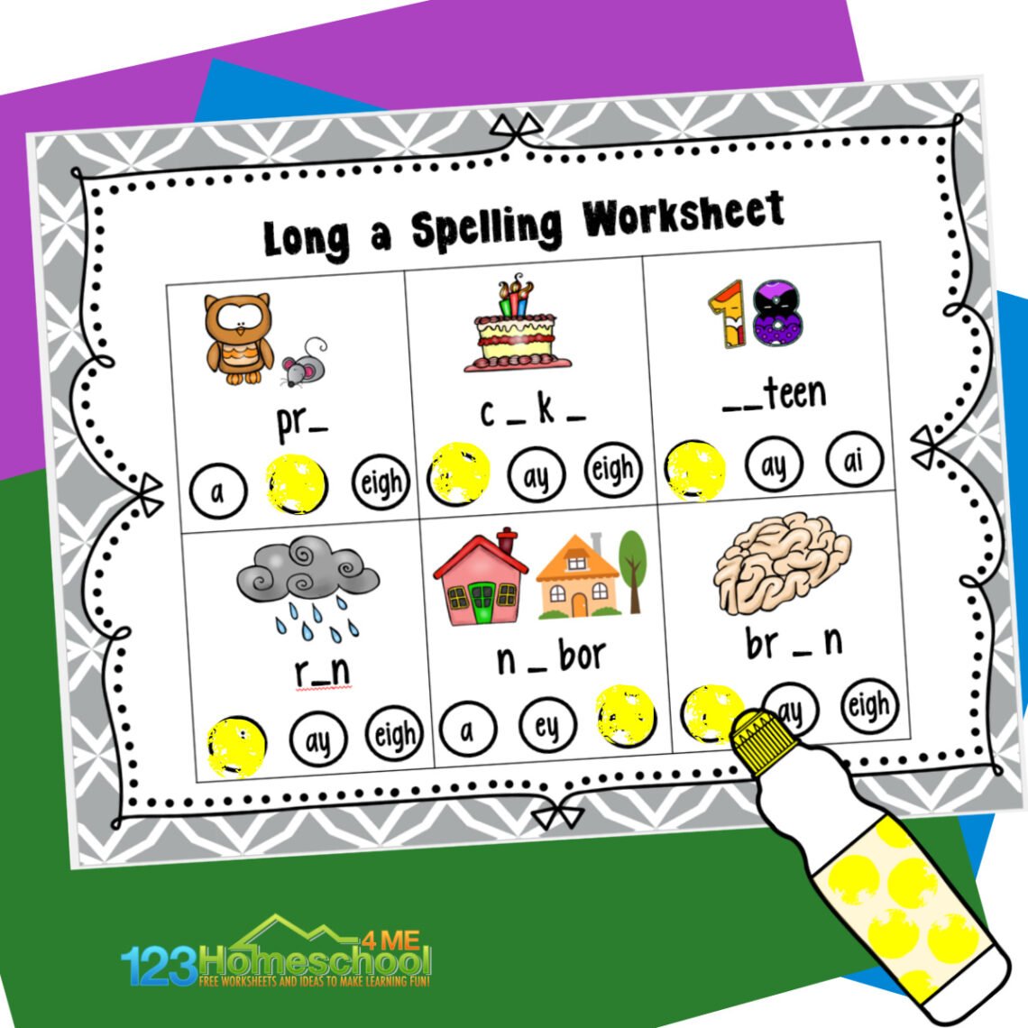 Free Printable Long a Vowel Worksheet Activity