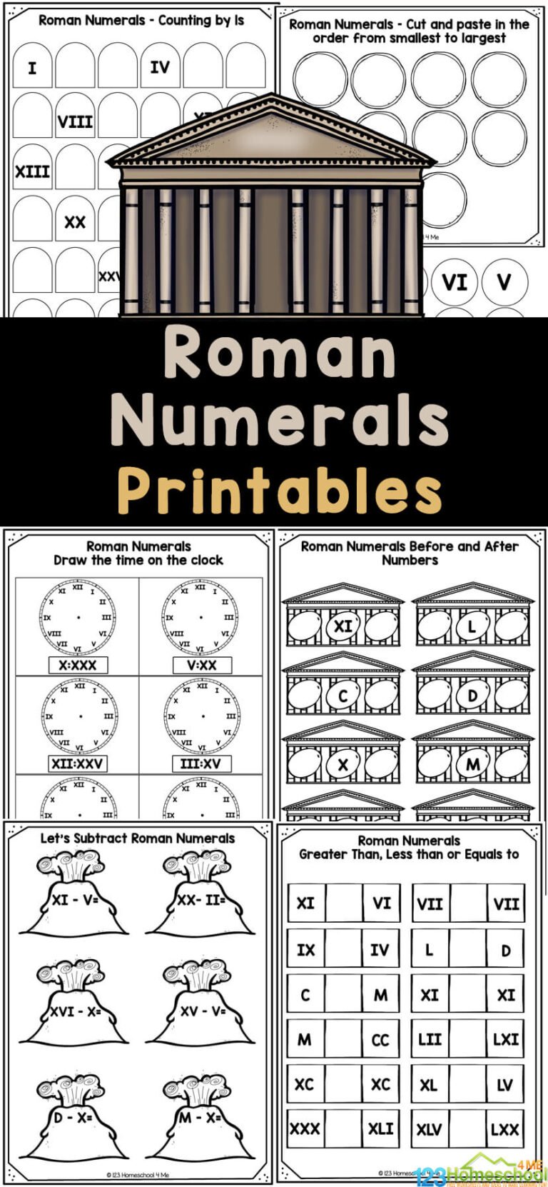 FREE Printable Roman Numerals for Kids Board Game
