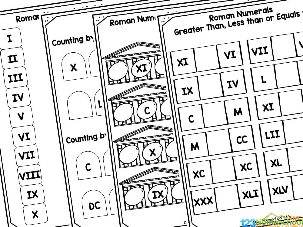 FREE Roman Numerals Printables Worksheets