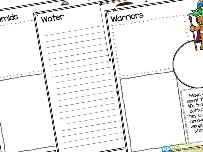 FREE Printable Mayan Empire Notebooking Worksheets