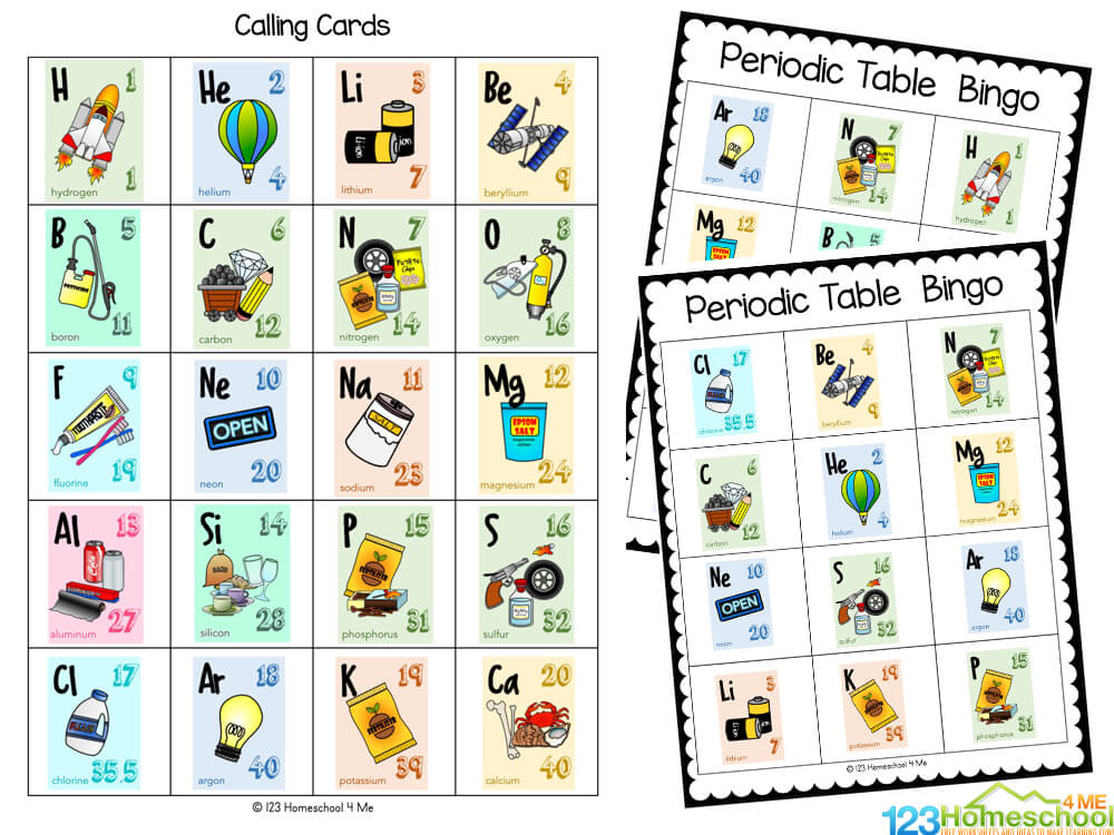 FREE Printable Periodic Table BINGO Game for Kids