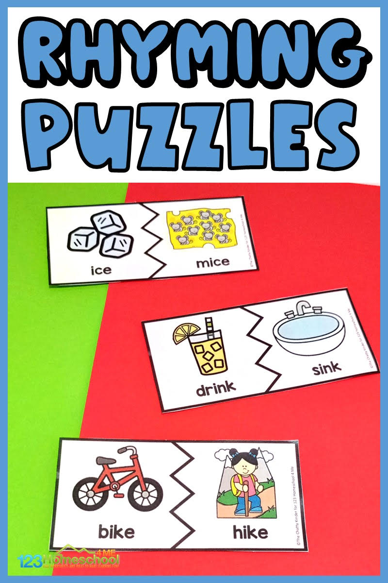 FREE Printable Rhyming Words Puzzles Activity