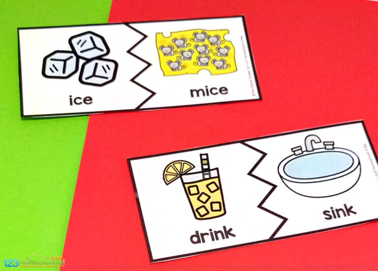 FREE Printable Rhyming Words Puzzles Activity