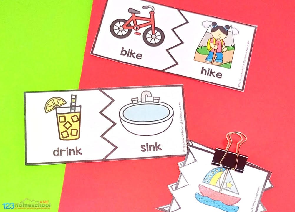FREE Printable Rhyming Words Puzzles Activity