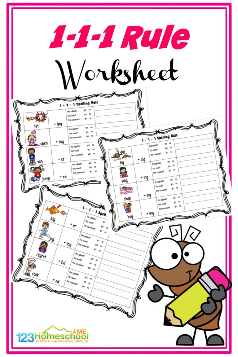 1-1-1 Rule : FREE Double Consonant Worksheets