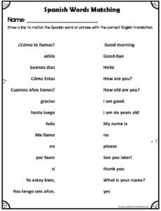 Spanish for Beginners - FREE Greetings Worksheets