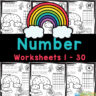 FREE Printable Kindergarten Tracing Number Practice Worksheets 1-30 pdf
