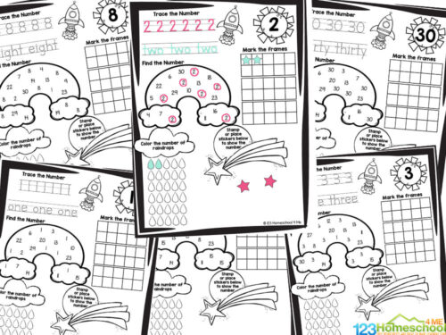 FREE Printable Kindergarten Tracing Number Practice Worksheets 1-30 pdf