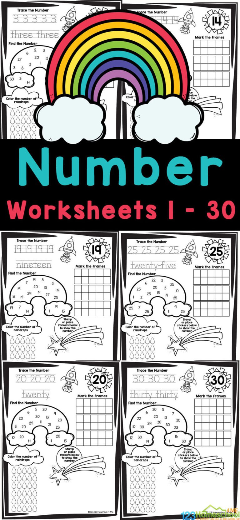 FREE Printable Number Recognition 1-10 Worksheets for Preschool