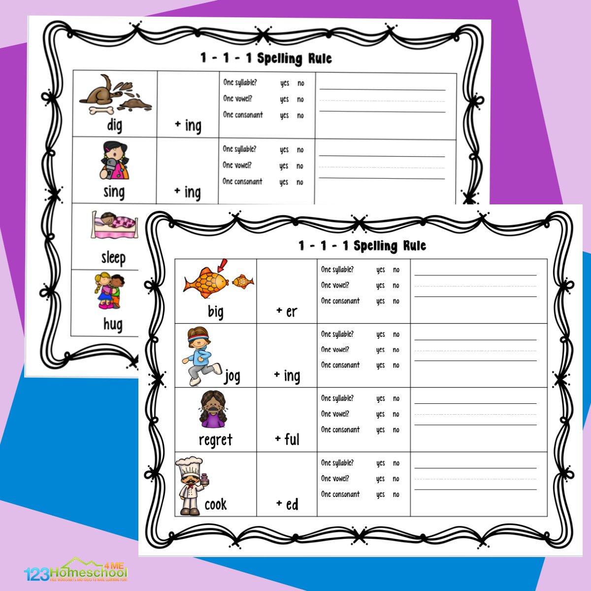 1-1-1 Rule : FREE Double Consonant Worksheets