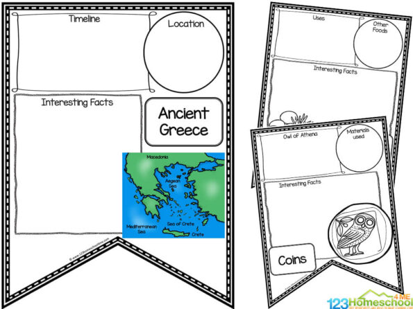 FREE Ancient Greek Civilization Printable Pennants or Worksheets