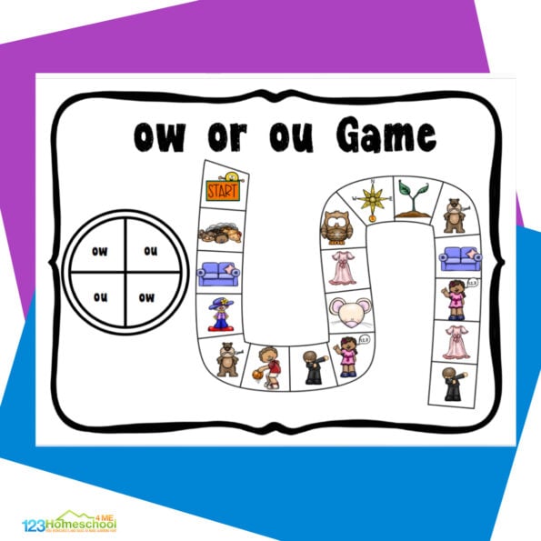 FREE Printable Phonics ou and ow Words Game
