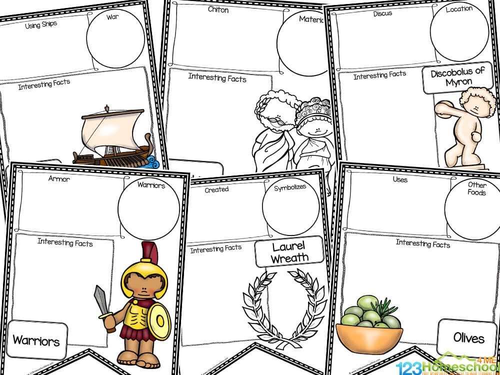 FREE Ancient Greek Civilization Printable Pennants or Worksheets