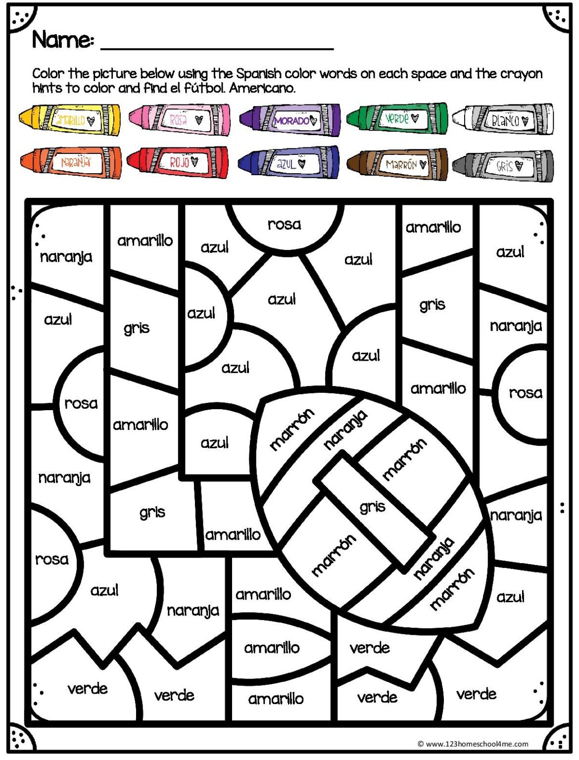 FREE Color by Code Spanish Colors Worksheet