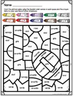 FREE Color by Code Spanish Colors Worksheet