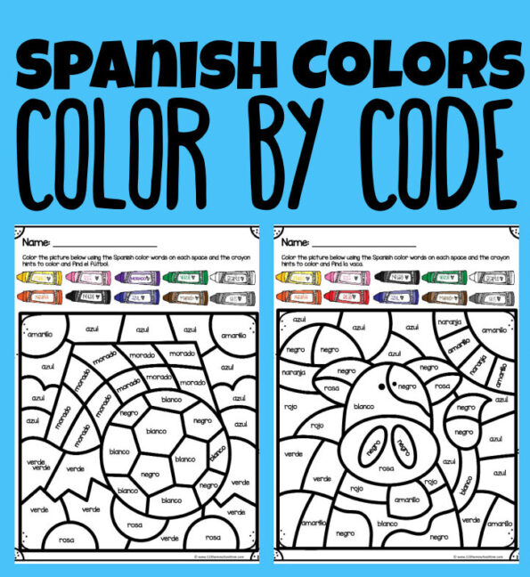 FREE Color by Code Spanish Colors Worksheet