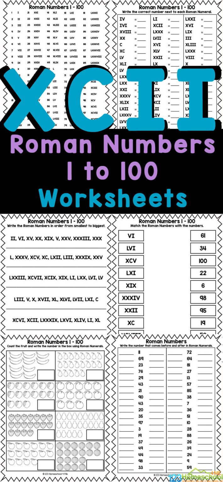 FREE Roman Numerals Printables Worksheets