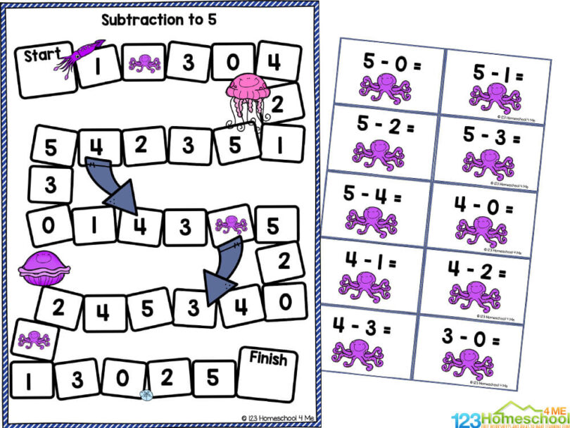FREE Under The Sea Subtraction Within 5 Math Games FREE Under The Sea Subtraction Within 5 Math Games