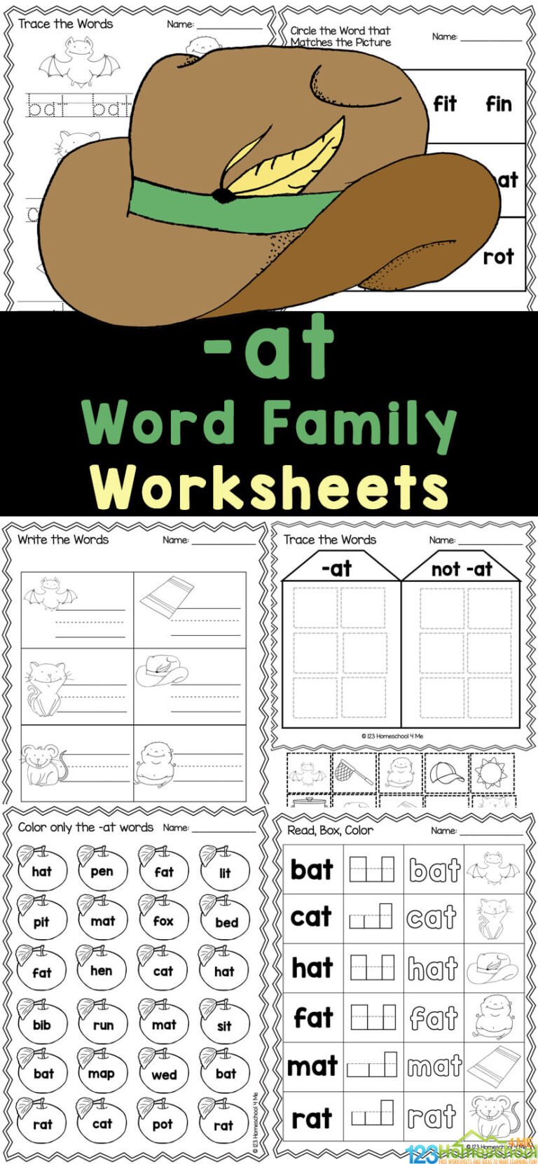 FREE Printable Kindergarten Word Family Worksheets
