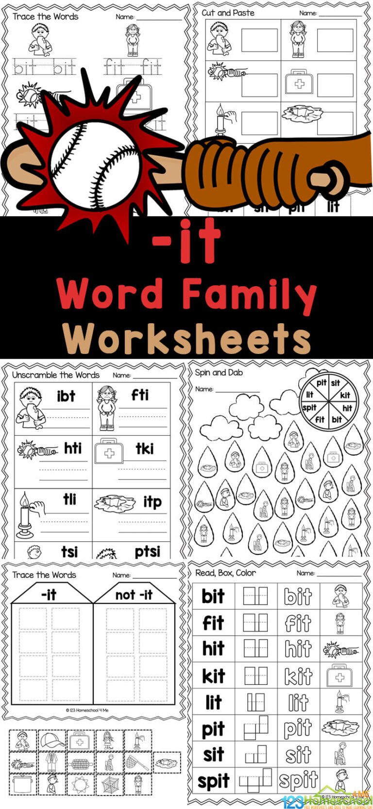 FREE Printable -at Word Family Worksheets