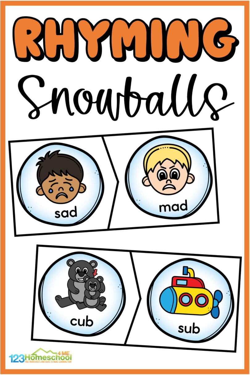 Snowball Rhymes - Match the Rhyming Words Winter Activity