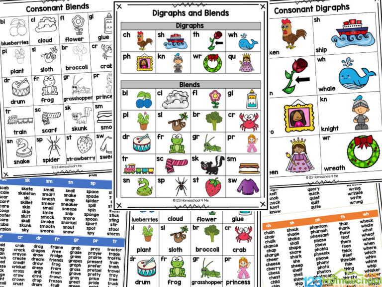 FREE Printable Consonant Blends and Digraphs Chart
