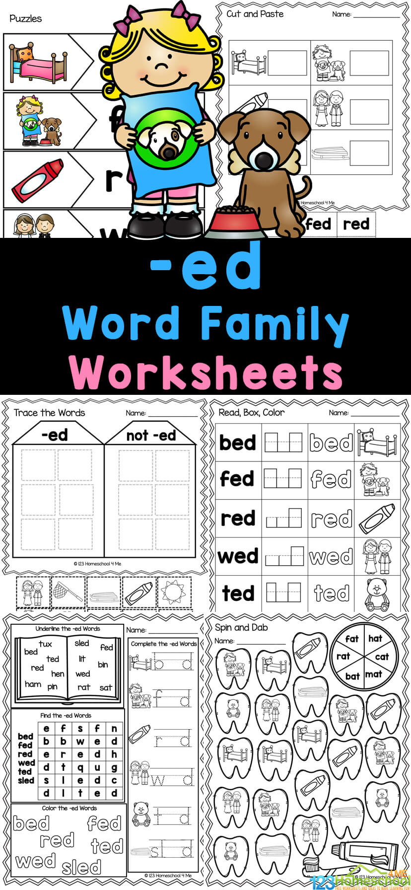 FREE Printable -at Word Family Worksheets