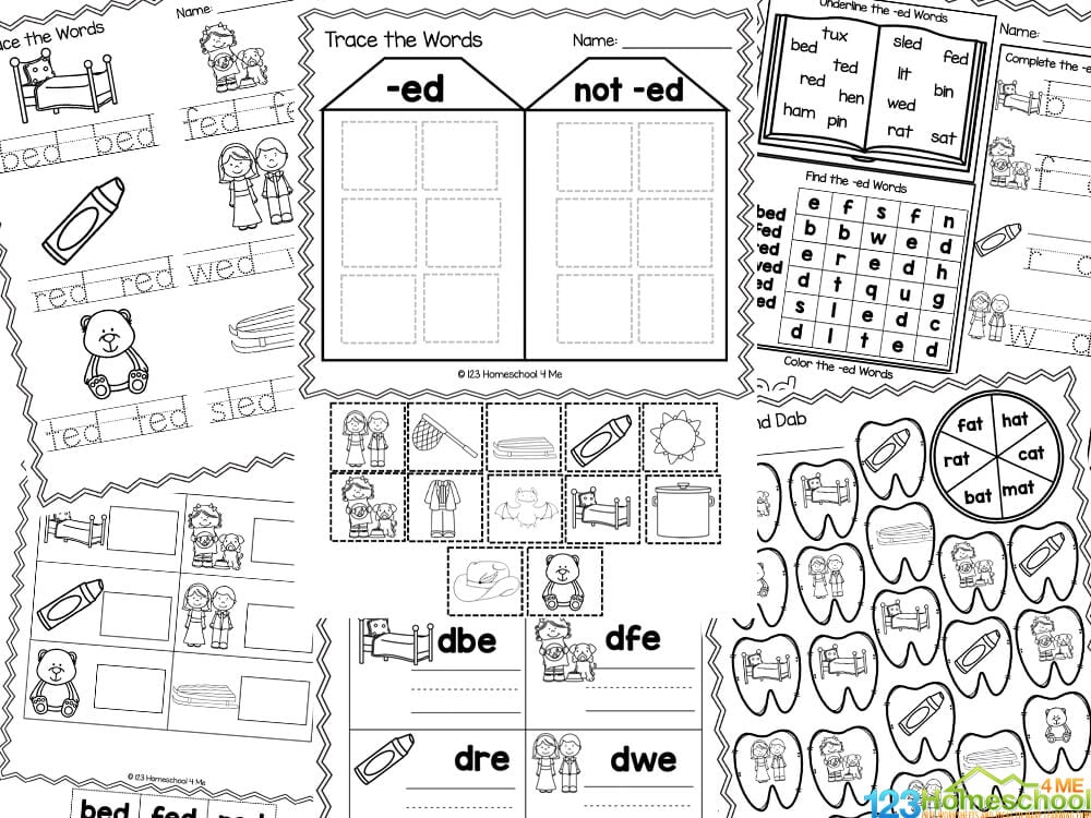 FREE Printable -ed Word Family Worksheets