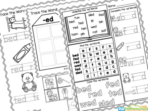 FREE Printable -ed Word Family Worksheets