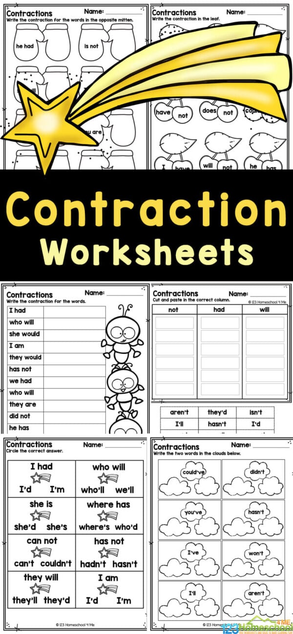 FREE Printable Contraction Practice Worksheets