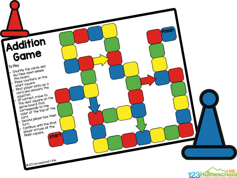 FREE Printable Two-Digit Addition Math Games for 1st, 2nd & 3rd Grade