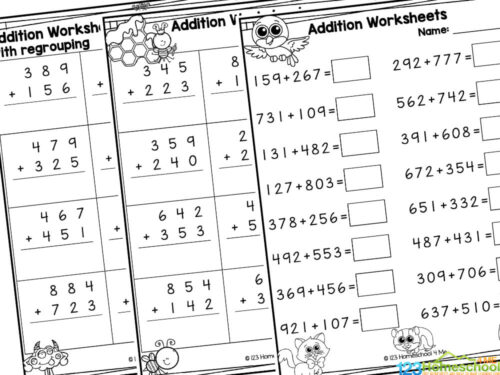 FREE Printable 3-Digit Addition Math Worksheets (with Answer Key!)