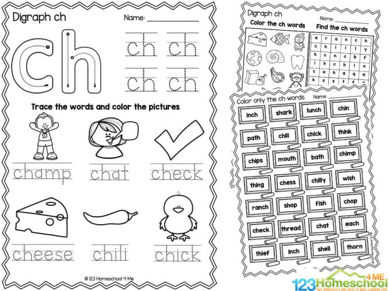FREE Printable CH Sound Words Worksheets