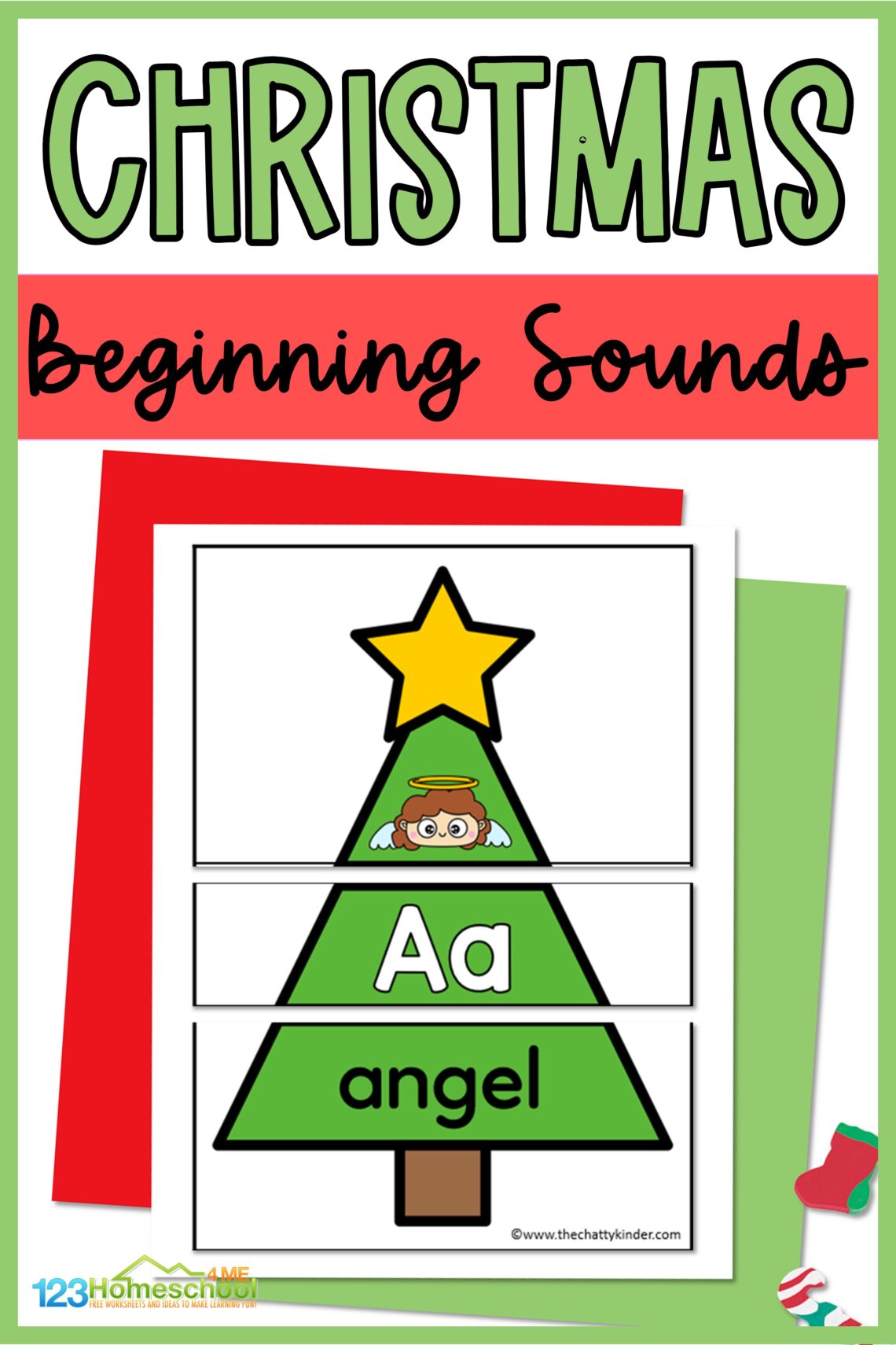 🎄 Christmas Tree Beginning Sounds Printable Activity for Kindergarten