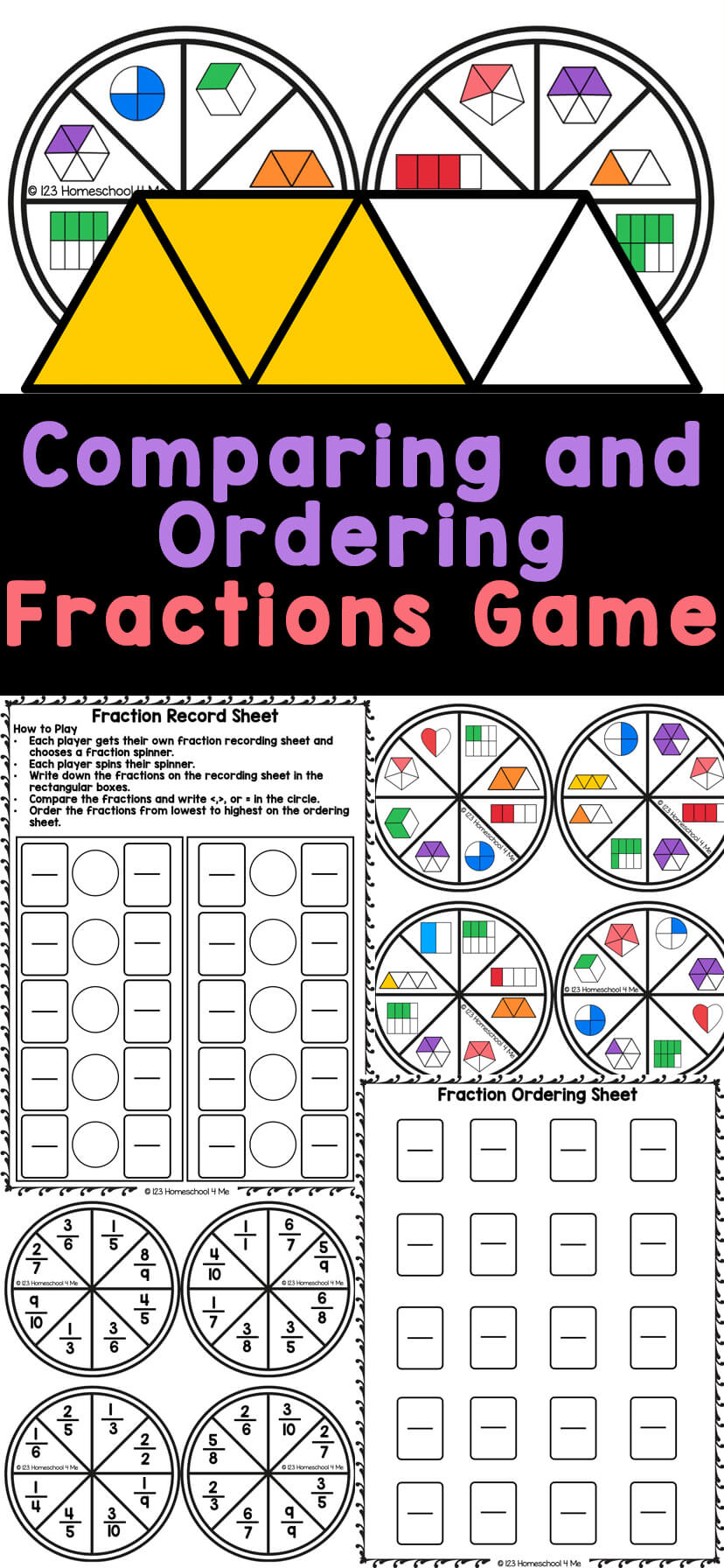 FREE Printable Comparing and Ordering Fractions Math Game