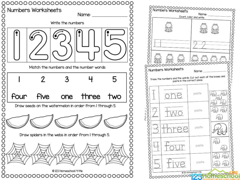 FREE Printable Numbers 1-5 Worksheets