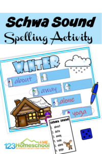 Spelling Words with the Schwa Sound Winter Activity for Kids