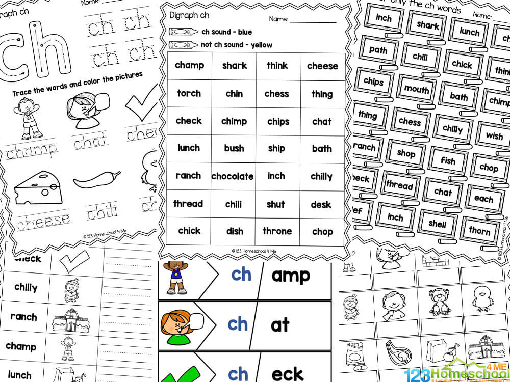 FREE Printable CH Sound Words Worksheets