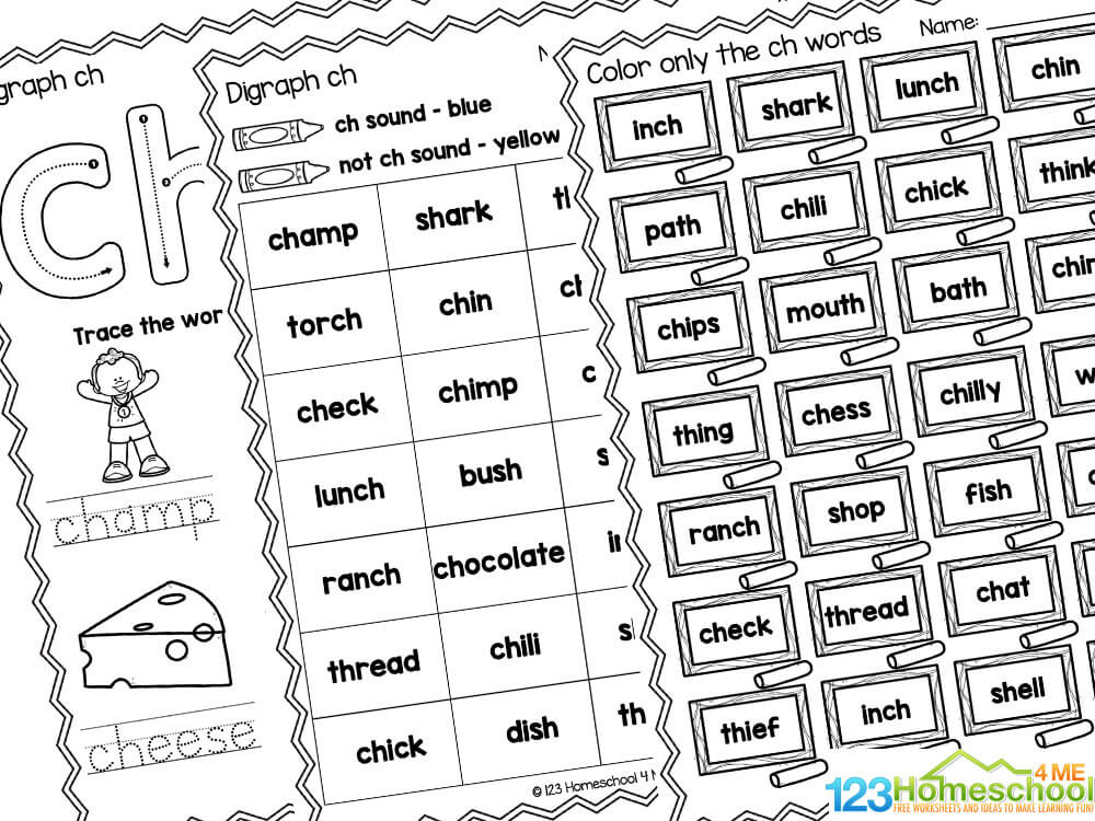 FREE Printable CH Sound Words Worksheets