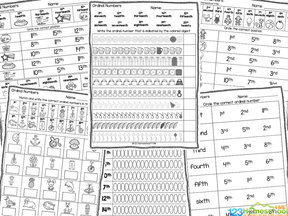 FREE Printable Ordinal Numbers 1-20 Worksheets For Grade 1 FREE Printable Ordinal Numbers 1-20 Worksheets For Grade 1